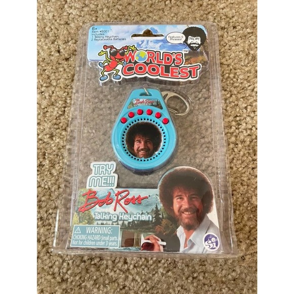 Bob Ross | Accessories | Bob Ross Talking Keychain Worlds Coolest Blue ...
